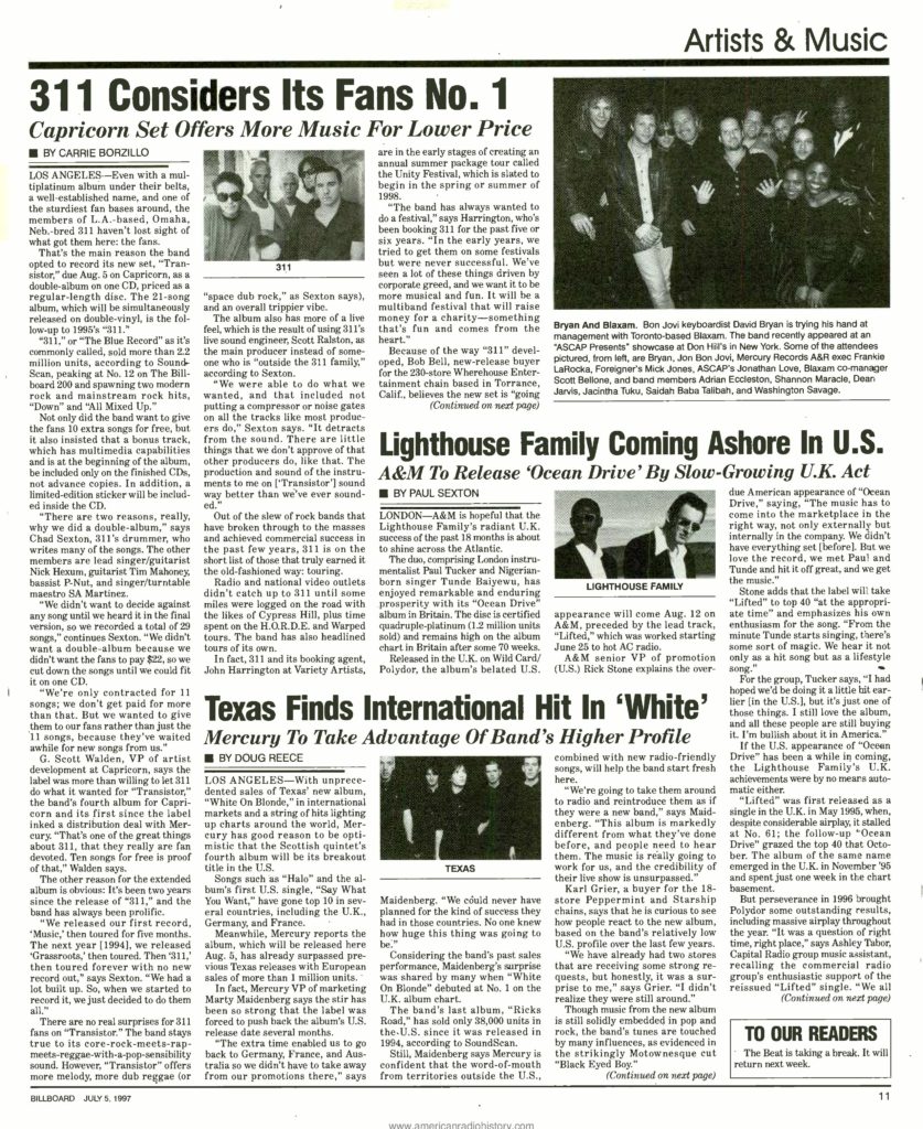 Billboard: July 1997 issue – 311 Archive